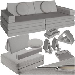 TecTake&reg; Spielsofa, 8-teilig, flexible Anordnung, Leinenbez&uuml;ge, abnehmbar und waschbar, stapelbar