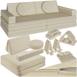 TecTake&reg; Spielsofa, 8-teilig, flexible Anordnung, Leinenbez&uuml;ge, abnehmbar und waschbar, stapelbar