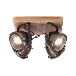 Brilliant Lampe Carmen Wood Spotplatte 4flg burned steel/holz 4x PAR51, GU10, 5W, geeignet f&uuml;r Reflektorlampen (nicht enthalten) K&ouml;pfe schwenkbar