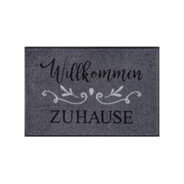 Fu&szlig;matte, Grau, Gr. 50x75 cm - rechteckig, wash+dry by Kleen-Tex, Fu&szlig;matten, Material: Polyamid. R&uuml;ckseite: Gummi