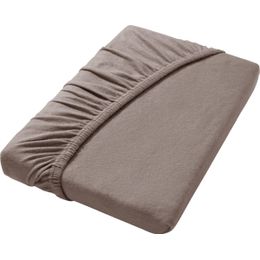 Irisette unisex Spannbetttuch taupe, Gr&ouml;&szlig;e 90x190 - 100x200 cm
