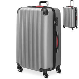 Monzana Hartschalenkoffer XL Rollen 360o Reisekoffer 90L Silber ABS