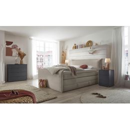 Boxspringbett "Florida", grau (hellgrau), L:228cm, SET ONE BY Musterring, Komplettbetten, in modernem Cord-Bezug, mit Bettkasten, in 3 Größen erhältlich
