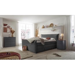 Boxspringbett "Florida", grau (anthrazit), L:228cm, SET ONE BY Musterring, Komplettbetten, in modernem Cord-Bezug, mit Bettkasten, in 3 Größen erhältlich