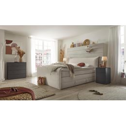 Boxspringbett "Florida", beige (cremeweiß), L:228cm, SET ONE BY Musterring, Komplettbetten, in modernem Cord-Bezug, mit Bettkasten, in 3 Größen erhältlich