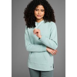 Longsweatshirt Kangaroos, Damen, Gr. 32/34, grün (mint melange), angeraute Sweatware, Obermaterial: 80% Baumwolle, 20% Polyester, unifarben, casual, figurumspielend hüftbedeckend, Rundhals, Raglanärmel Rippbündchen, Sweatshirts, mit Logotape an der Kapuze und Schlitz am Saum
