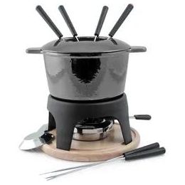 Fondue SWISSMAR "Sierra", schwarz (schwarz, metallic), B:21cm H:16cm T:23cm, Fondues, 11-teilig
