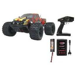 RC-Monstertruck Jamara "Nightstorm Monstertruck BL 4WD", bunt (rot, schwarz, gelb), Fernlenkfahrzeuge, KinderB:34,0cm H:21,0cm, 1:10, 2,4 GHz, mit LED, B:34,0cm H:21,0cm