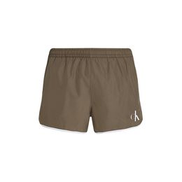 Calvin Klein Swimwear Badeshorts 'Runner' Herren Größe XXL khaki / weiß