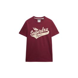 Superdry T-Shirt 'Flyers' Herren Größe XL weinrot / weiß