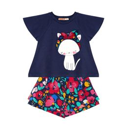 Denokids Set 'Cat & Flowers' M&auml;dchen Gr&ouml;&szlig;e 110 bunt