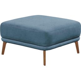Sch&ouml;ner Wohnen Kollektion Hocker "Pearl - 5 Jahre Hersteller-Garantie, auch in Boucl&eacute;", blau (blaugrau), B:80cm H:45cm T:80cm, 100% Polyester, SCH&Ouml;NER WOHNEN-KOLLEKTION, Hocker, Hocker, Passend zur Serie Pearl, B/T/H: 80/80/45 cm, F&uuml;&szlig;e Massivholz