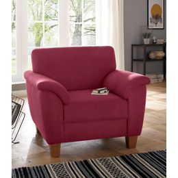 Sessel Home Affaire "Alta", rot (bordeaux), B:101cm H:87cm T:88cm, Struktur ( 100% Polyester);Struktur fein ( 100% Polyester);Luxus-Microfaser (100% Polyester), Sessel, Sessel, mit Federkern und Kontrastnaht, F&uuml;&szlig;e Buche eichefarben