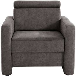 Sit & More Sessel SIT & MORE "Bologna", grau (anthrazit), B:87cm H:84cm T:93cm, Sessel, Sessel, mit Federkern, inklusive Kopfteilverstellung