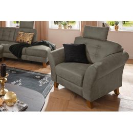 Sessel Home Affaire "Trondheim", grau (taupe), B:101cm H:89cm T:90cm, Struktur weich ( 97% Polyester, 3% Baumwolle);Luxus-Microfaser ALTARA NUBUCKr (100% Polyester);Luxus-Microfaser Lederoptik (100% Polyester), Sessel, Sessel, mit Federkern, Knopfheftung im R&uuml;cken
