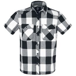 Brandit Checkshirt halfsleeve Kurzarmhemd wei&szlig; schwarz in M 4032/46