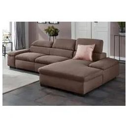 Ecksofa Home Affaire "Alberto L-Form", braun (nougat), B:286cm H:73cm T:174cm, 100% Polyester, Luxus-Microfaser ALTARA NUBUCK (100% Polyester), Luxus-Microfaser weich (90% Polyester, 10% Polyamid), Microfaser Antiklederoptik, Sofas, mit Kopfteilverstellung, wahlweise mit Bettfunktion