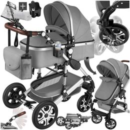 TecTake&reg; Kombi-Kinderwagen, 2 in 1, klappbar, mit 5-Punkt-Gurt, Bremse, Schutzb&uuml;gel und Handschlaufe, pulverbeschichteter Aluminiumrahmen, pflegeleichter Stoffbezug, f&uuml;r 0 bis 36 Monate geeignet, Belastbarkeit 15 kg