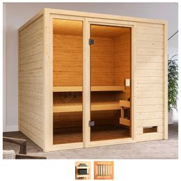 Sauna Welltime "Jackie", beige (naturbelassen), ohne Ofen, (ohne Ofen), Saunen, ohne Ofen