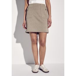 Minirock Street One, Damen, Gr. 36, beige (sheer beige meliert), Stoff, 73% Polyester, 24% Viskose, 3% Elasthan, gemustert, casual, gerade kurz, Röcke, softer Materialmix