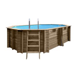 GRE Massivholzpool-Set 'GREnade 2' 436 x 336 x 117 cm mit Leiter und Sandfilter