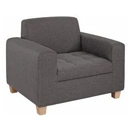 Sessel Home Affaire "Corby", grau (anthrazit), B:101cm H:80cm T:86cm, Struktur fein (100% Polyester), Chenille (100% Polyester), NaturLEDER (echtes Rindsleder) auf Sitzfläche, Kunstleder im Korpus, Melrose (100% Polyester), Sessel, Steppung auf Sitzfläche