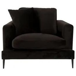 Sessel LEONIQUE "Cozy Loungesessel", braun (espresso), B:91cm H:80cm T:97cm, Samtoptik (100% Polyester), Struktur (100% Polyester), Sessel, Einzelsessel XXL-Sessel, mit Metallbeinen und Zierkissen