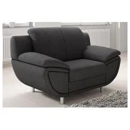 Sessel Trendmanufaktur "Rondo II, Loungesessel zeitlos und bequem", grau (dunkelgrau), B:121cm H:85cm T:94cm, Struktur (100% Polyester), Sessel, Polstersessel XXL-Sessel, wahlweise mit komfortablem Federkern, mit extra breiten Armlehnen