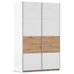 Schwebetürenschrank Rauch "Kleiderschrank Schrank Garderobe Schlafzimmerschrank OXFORD", weiß (alpinweiß, eiche artisan, griffe alu), B:131cm H:210cm T:59cm, Holzwerkstoff, Schränke, mit Griffleisten aus Metall, auch für kleinere Räume MADE IN GERMANY