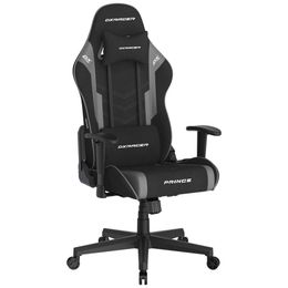 DXRacer Gamingstuhl , Grau, Schwarz , Kunststoff, Textil , Drehkreuz , 67x126x67 cm , Wippmechanik mit Härtegradeinstellung, Sitzfläche 360° drehbar,