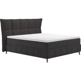 Boxspringbett COTTA "Sarah", schwarz, B:188cm L:215cm, 100% Polyester, Komplettbetten, Boxspringbett, inkl. Topper, 2 Matratzenkerne, H&auml;rtegrade H2, H3 oder H4