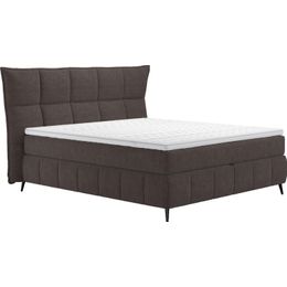 Boxspringbett COTTA "Sarah", braun (mud), B:211cm L:215cm, 100% Polyester, Komplettbetten, Boxspringbett, inkl. Topper, 2 Matratzenkerne, H&auml;rtegrade H2, H3 oder H4