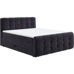 Boxspringbett COTTA "Fort mit Bettkasten, inkl. Topper", grau (dunkelgrau), B:181cm L:228cm, 100% POLYESTER (PES), Komplettbetten, erhältlich in verschiedenen Breiten (160cm, 180cm & 200cm), Topseller