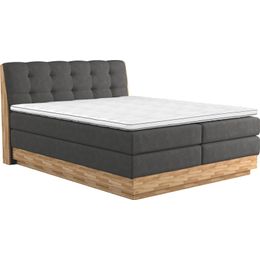 Boxspringbett Home Affaire "Naome", grau (anthrazit), B:181cm L:217cm, 100% Polyester, Komplettbetten, Boxspringbett, Boxspringbett, Inklusive Topper, Topseller