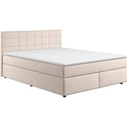 Boxbett COTTA "Nala", beige, B:146cm L:206cm, 100% Polyester, Komplettbetten, Boxspringbett, wahlweise mit Matratze und Topper erh&auml;ltlich