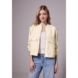 Blouson STREET ONE STUDIO, Damen, Gr. 46, mellow vanilla, Stoff, Obermaterial: 87% Viskose, 13% Polyester; Futter: 100% Polyester, unifarben, normal kurz, Rundhals, elastischer Bund, Jacken Blouson, mit Elastiksaum