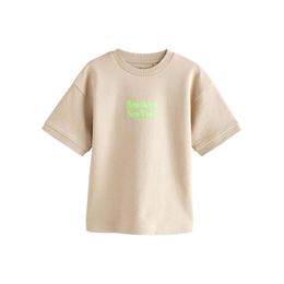 next Sweatshirt Jungen Gr&ouml;&szlig;e 164 beige / neongr&uuml;n