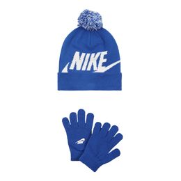 Nike Sportswear Set 'M&uuml;tze & Handschuhe' M&auml;dchen Gr&ouml;&szlig;e S/XXL royalblau / wei&szlig;
