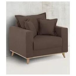 Sessel Home Affaire "Edina", braun, B:95cm H:74cm T:84cm, Webstoff (100% Polyester), Baumwollmix (50% Baumwolle, 50% Polyester), Baumwollmix (50% Baumwolle, 50% Polyester), Sessel, Polstersessel, auch in Baumwollmix-Bezug, im skandinavischem Stol