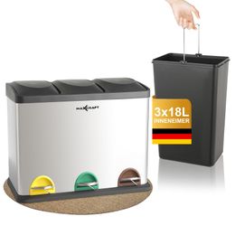 MAXCRAFT M&uuml;lleimer / Treteimer mit 3 Beh&auml;ltern - 54 Liter (3 x 18 Liter)