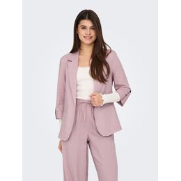 Longblazer Only "ONLCARO 3/4 UNLINED BLAZER CC TLR", Damen, Gr. 34, lila (violet ice), Web, Obermaterial: 70% Viskose, 30% Leinen, unifarben, modisch, loose fit, tiefer V-Ausschnitt, 3/4-Ärmel, Blazer