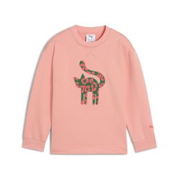 Sweatshirt Puma "Cats Club Crewneck Kinder", Kinder, Gr. 104, pink (pink fruit), Obermaterial: 32% Polyester, 68% Baumwolle; Rippe: 3% Elasthan, 97% Baumwolle, relaxed fit, Rundhals, Langarm, Sweatshirts