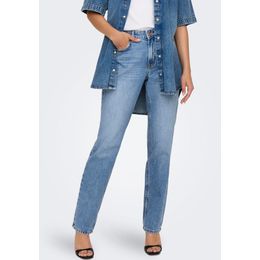 Low-rise-Jeans Only "ONLBRENDA LOW WIDE DNM CRO158 NOOS", Damen, Gr. L (40), Länge 32, blau (light medium blau denim), Denim/Jeans, Obermaterial: 100% Baumwolle, unifarben, modisch, gerade, Jeans