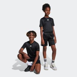 Trainingsanzug adidas Sportswear "J TR-ES 3S SET", Kinder, Gr. 128, schwarz-weiß (schwarz, weiß), Obermaterial: 100% Polyester, sportlich, Sportanzüge