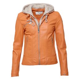 Lederjacke Maze "Mico", Damen, Gr. L, orange (tangerine), Obermaterial: 100% Lammleder / Innenfutter: 100% Polyester / Kapuze: 55% Baumwolle, 45% Polyester, Jacken