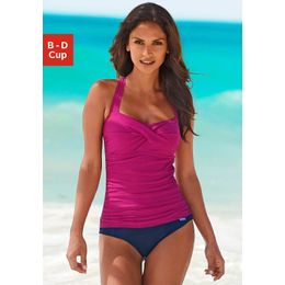 Badeanzug Lascana, Damen, Gr. 40, Cup D, bunt (beere, marine), Polyamid, Colorblocking, Badeanz&uuml;ge Badeanzug, mit modischem R&uuml;cken und Shaping-Effekt, Topseller