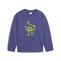 Sweatshirt Puma "Cats Club Crewneck Kinder", Kinder, Gr. 104, blau (blau crystal), Obermaterial: 32% Polyester, 68% Baumwolle; Rippe: 3% Elasthan, 97% Baumwolle, relaxed fit, Rundhals, Langarm, Sweatshirts