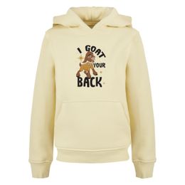 Kapuzensweatshirt ABSOLUTE CULT "ABSOLUTE CULT Herren Kids Wish - I Goat Your Back Basic Hoody", Jungen, Gr. 122/128, gelb (softgelb), 65% Baumwolle, 35% Polyester, bedruckt, Langarm, Sweatshirts