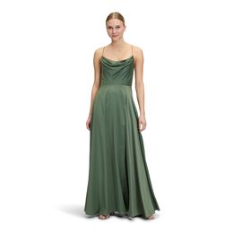 Abendkleid Vera Mont "Vera Mont Abendkleid mit Wasserfallausschnitt", Damen, Gr. 34, Normalgrößen, grün (light aventurine), Satin, Obermaterial: 97% Polyester, 3% Elasthan. Futter: 100% Polyester., elegant, figurumspielend lang, Wasserfallausschnitt, ohne Ärmel, Kleider, Material