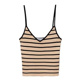 Mango Stricktop 'GALICIA' Damen Größe L hellbraun / schwarz